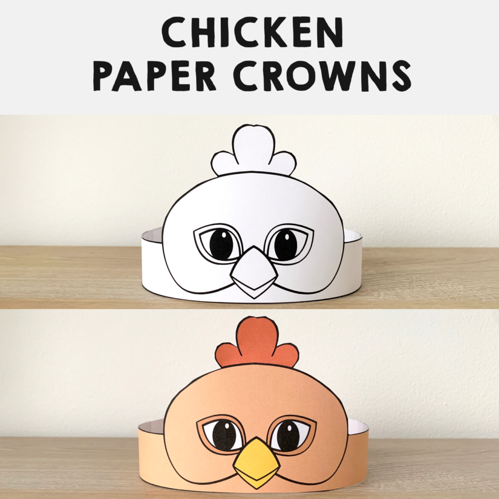 Chicken Paper Crowns Printable Farm Coloring Craft | Made By Teachers