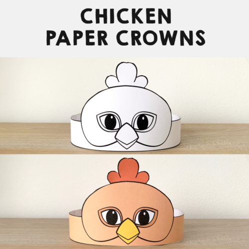 Chicken Paper Crowns Printable Farm Coloring Craft | Made By Teachers