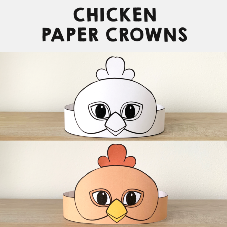 Chicken Paper Crowns Printable Farm Coloring Craft - Made By Teachers