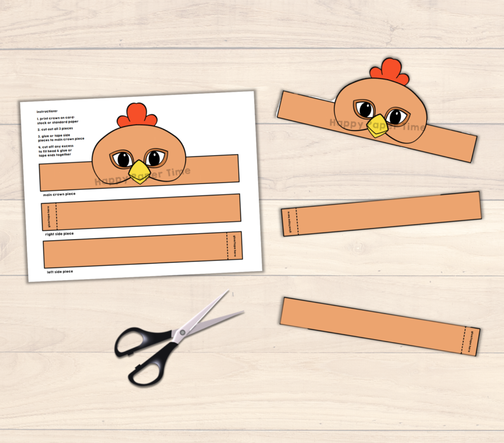 Chicken Paper Crowns Printable Farm Coloring Craft | Made By Teachers