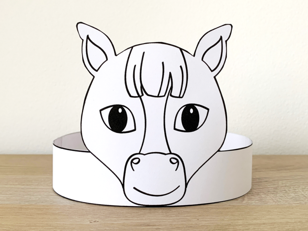 Horse Pony Paper Crown Printable Farm Coloring Craft | Made By Teachers