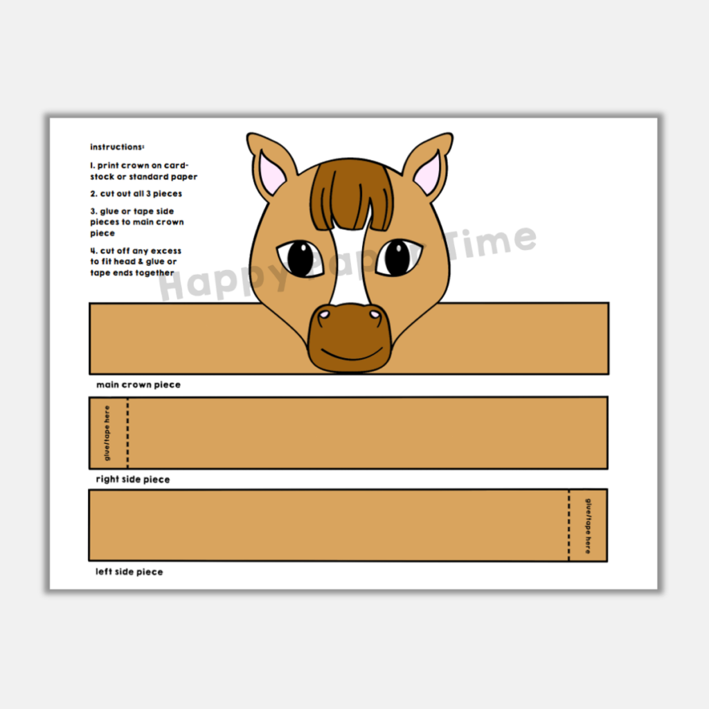 Horse Pony Paper Crown Printable Farm Costume Craft | Made By Teachers