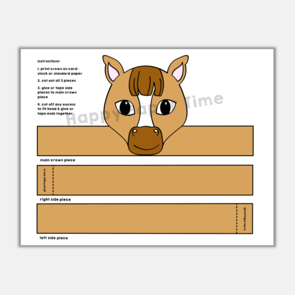 Horse Pony Paper Crown Printable Farm Costume Craft | Made By Teachers