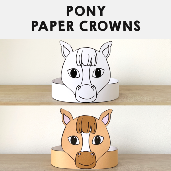 Horse Pony Paper Crowns Printable Farm Coloring Craft | Made By Teachers