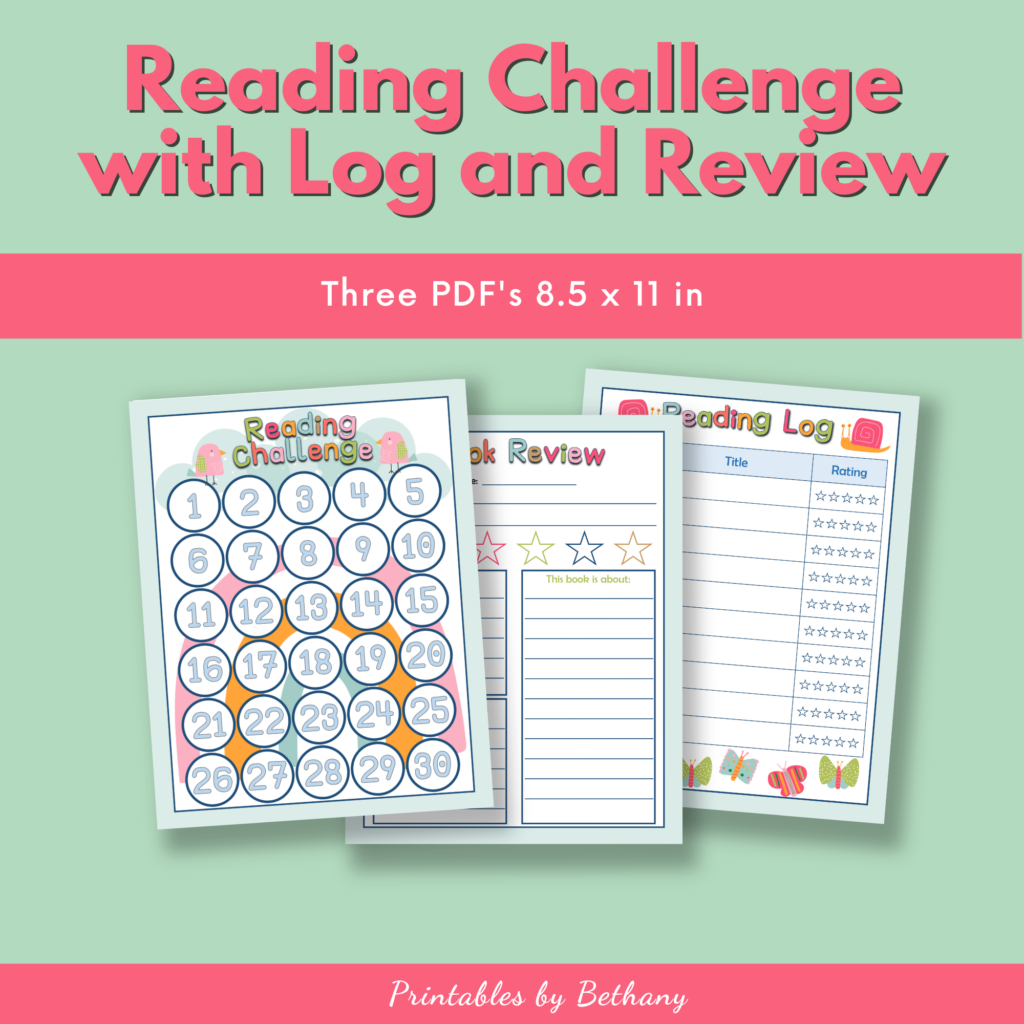 Printable Reading Challenge for Kids Book Report Review Rainbow Theme ...