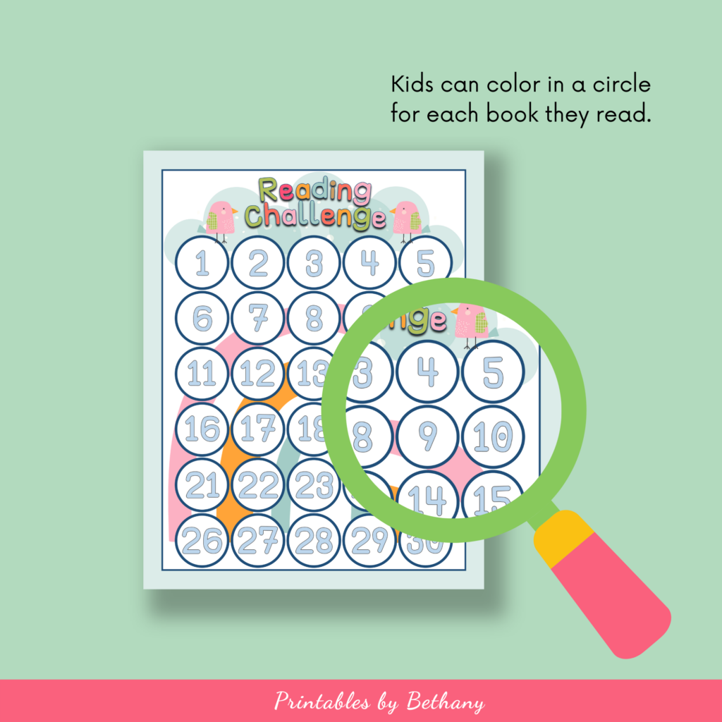 Printable Reading Challenge for Kids Book Report Review Rainbow Theme ...