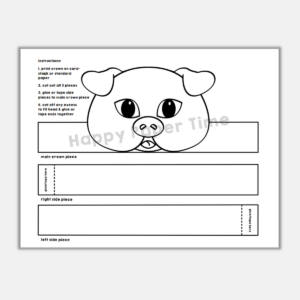 Pig Paper Crown Printable Farm Animal Coloring Craft | Made By Teachers