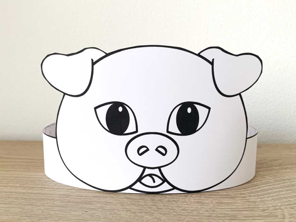 Pig Paper Crown Printable Farm Animal Coloring Craft | Made By Teachers