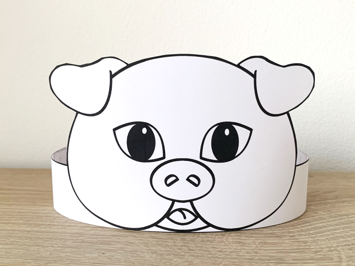 Pig Paper Crown Printable Farm Animal Coloring Craft - Made By Teachers
