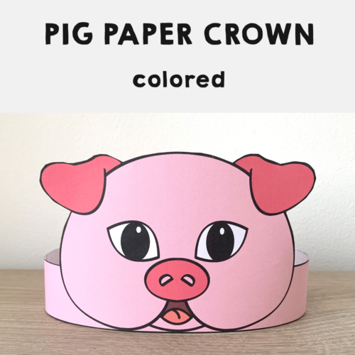 Pig Paper Crowns Printable Farm Animal Coloring Craft | Made By Teachers