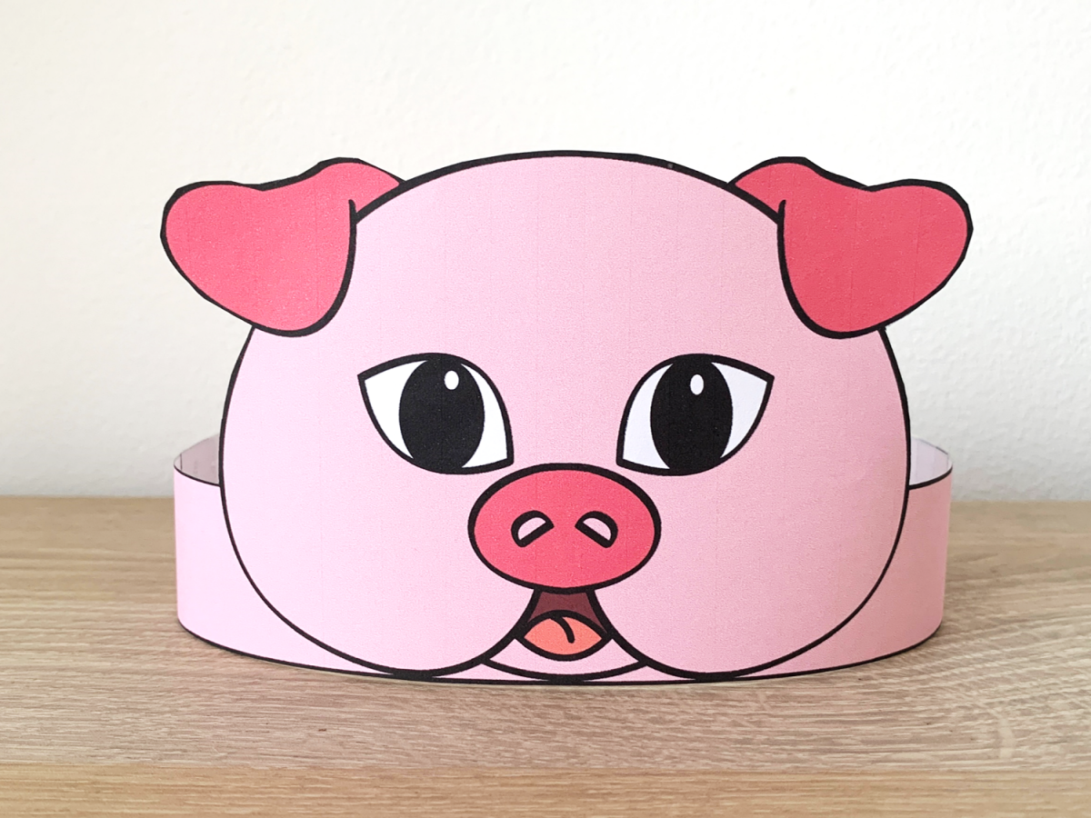 Pig Paper Crowns Printable Farm Animal Coloring Craft | Made By Teachers