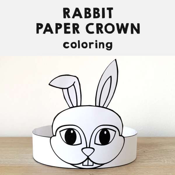 Rabbit Bunny Paper Crown Printable Farm Animal Coloring Craft | Made By ...
