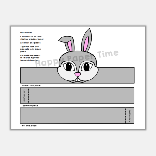 Rabbit Bunny Paper Crown Printable Farm Animal Costume Craft | Made By ...