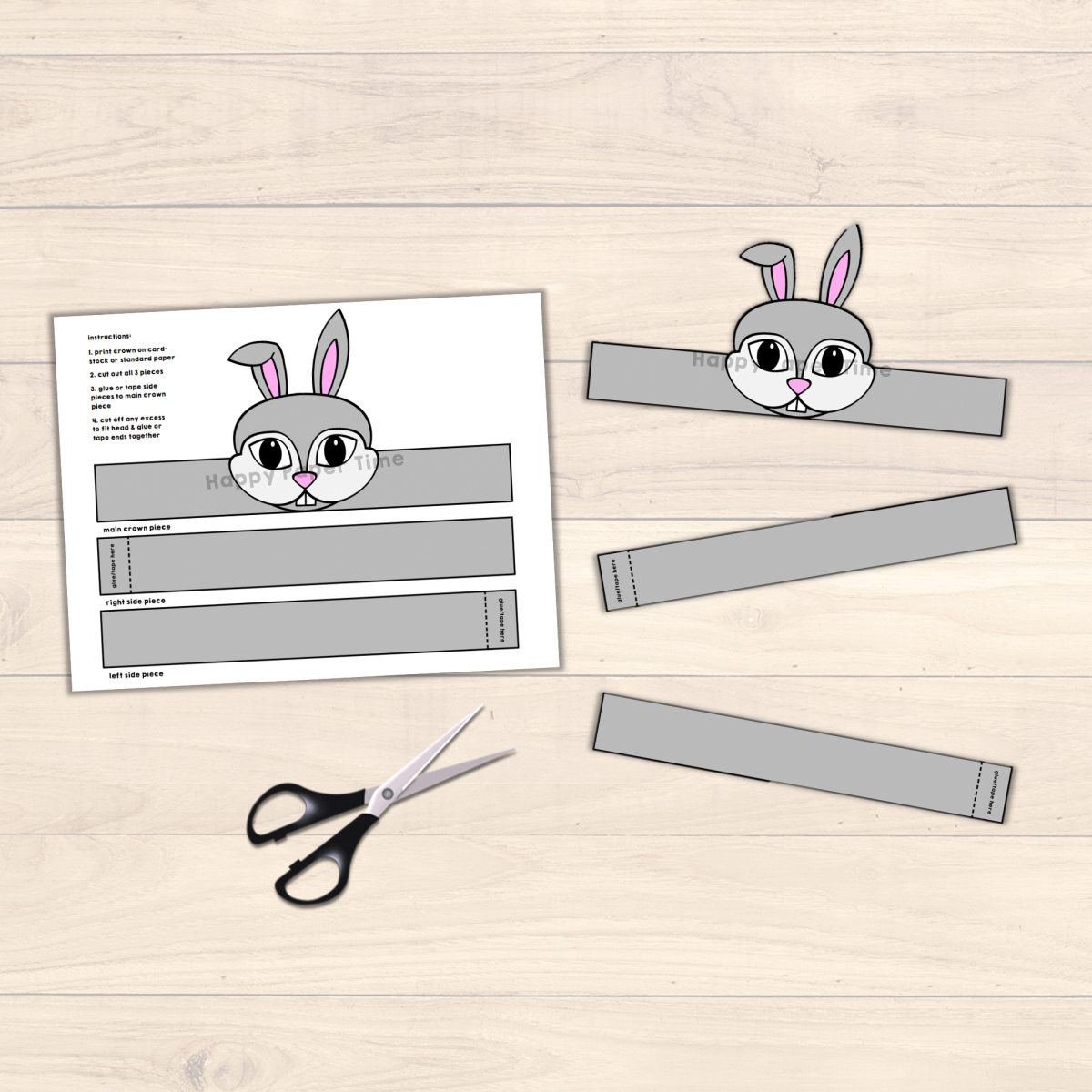 Rabbit Bunny Paper Crown Printable Farm Animal Costume Craft | Made By ...