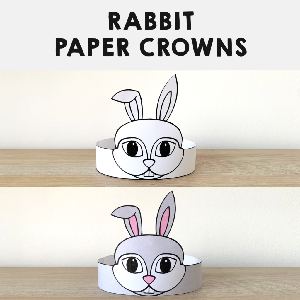 Rabbit Bunny Paper Crowns Printable Farm Animal Coloring Craft | Made ...