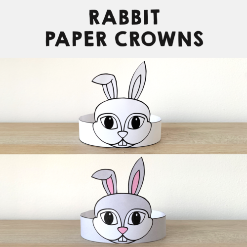 Rabbit Bunny Paper Crowns Printable Farm Animal Coloring Craft | Made ...
