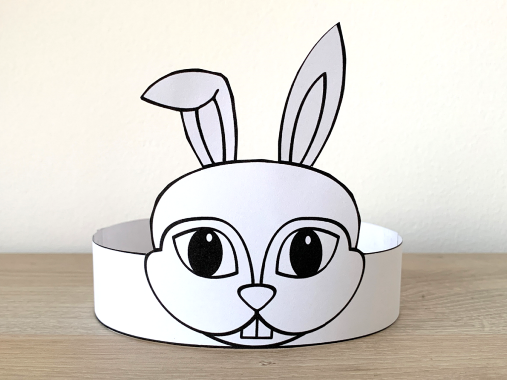 Rabbit Bunny Paper Crowns Printable Farm Animal Coloring Craft - Made ...
