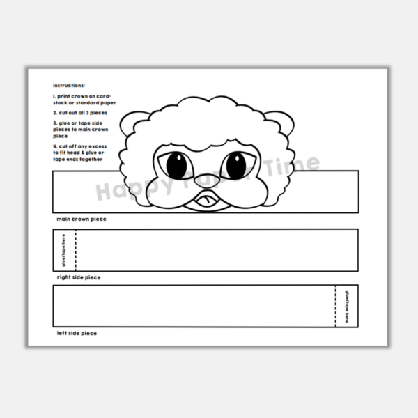 Sheep Paper Crown Printable Farm Animal Coloring Craft | Made By Teachers