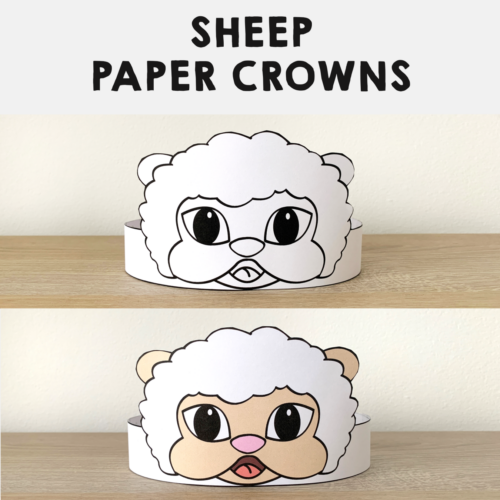 Sheep Paper Crowns Printable Farm Animal Coloring Craft | Made By Teachers
