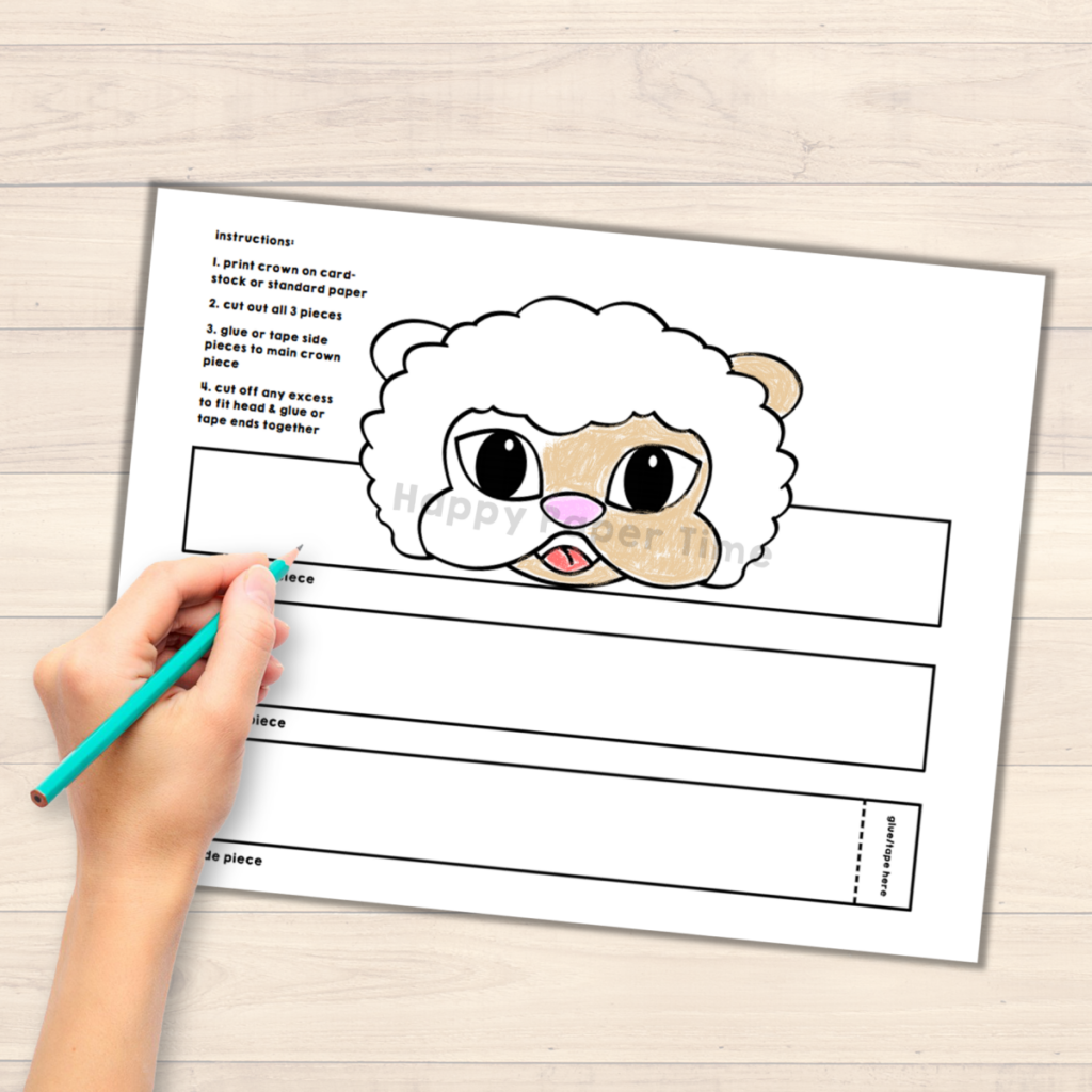 Sheep Paper Crowns Printable Farm Animal Coloring Craft | Made By Teachers