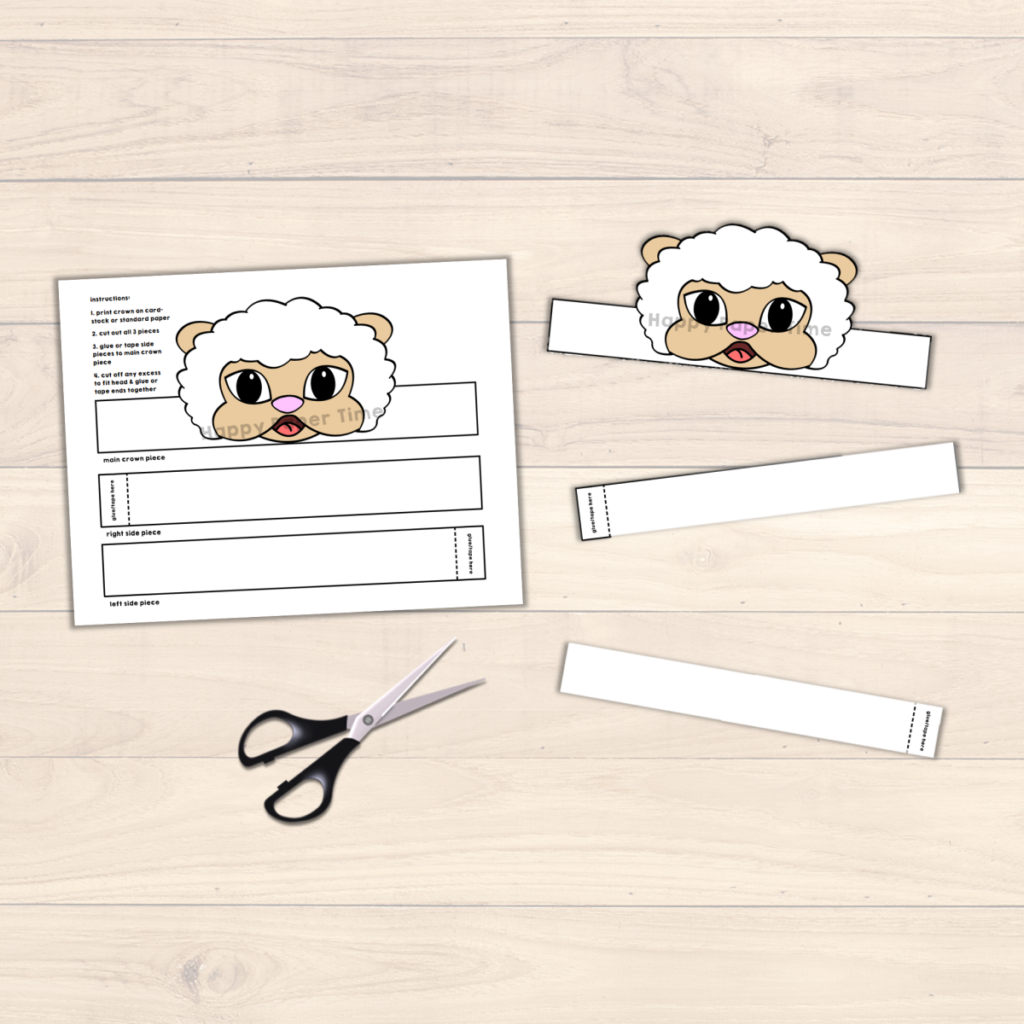 Sheep Paper Crowns Printable Farm Animal Coloring Craft | Made By Teachers