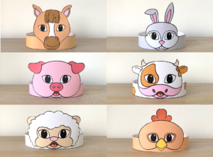 Farm Animals Paper Crowns Printable Costume Craft Activity - Made By ...