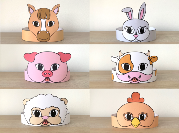 Farm Animals Paper Crowns Printable Costume Craft Activity | Made By ...