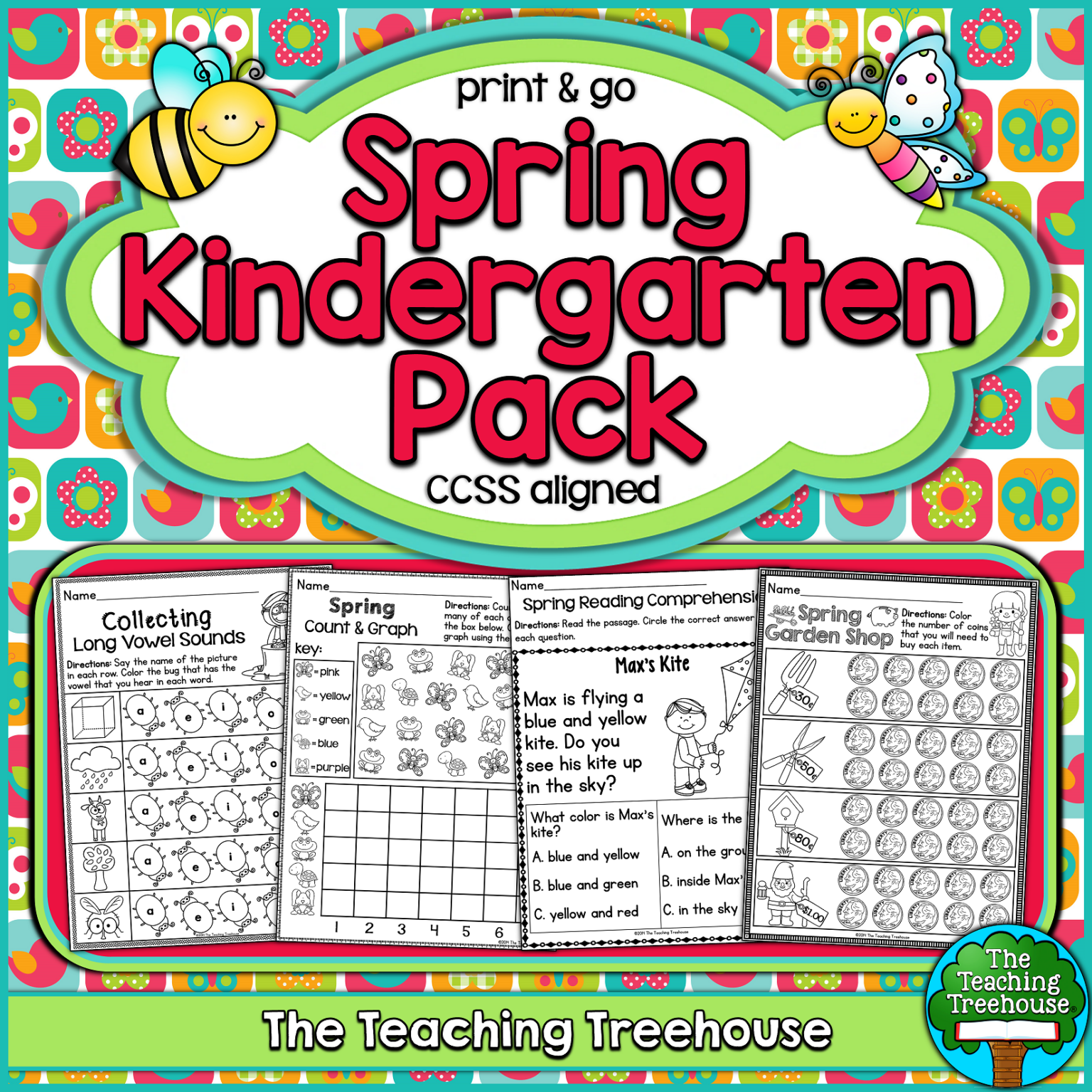 Spring Kindergarten Pack, No Prep, CCSS Aligned | Made By Teachers