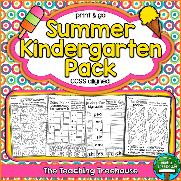 Back to School Kindergarten Pack, Print & Go, No Prep, CCSS Aligned ...