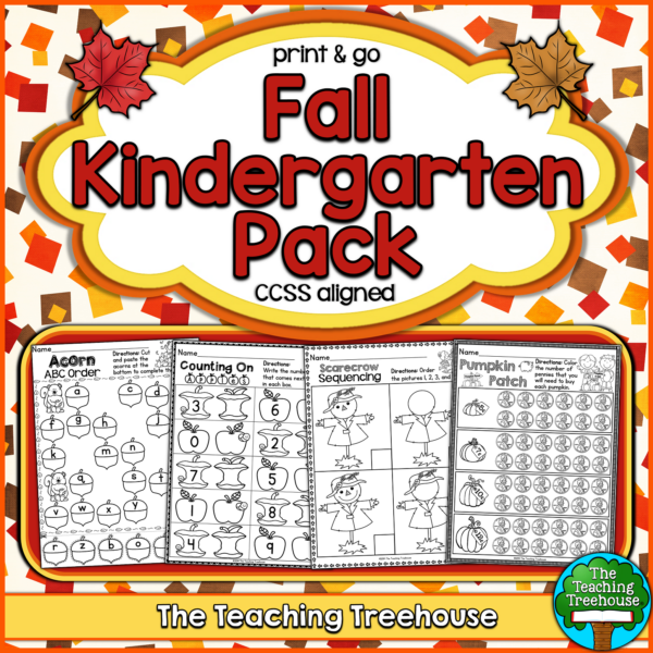Fall Kindergarten Pack, No Prep, CCSS Aligned - Made By Teachers