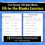 Fry's Second 100 Sight Words Fill-in-the-Blanks Worksheets + More ...