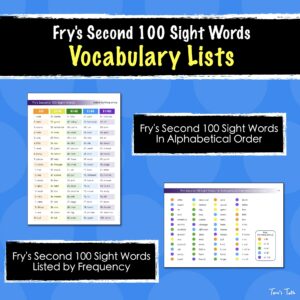 Fry's Second 100 Sight Words Fill-in-the-Blanks Worksheets + More ...