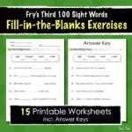 Fry's Third 100 Sight Words Fill-in-the-Blanks Worksheets + More ...