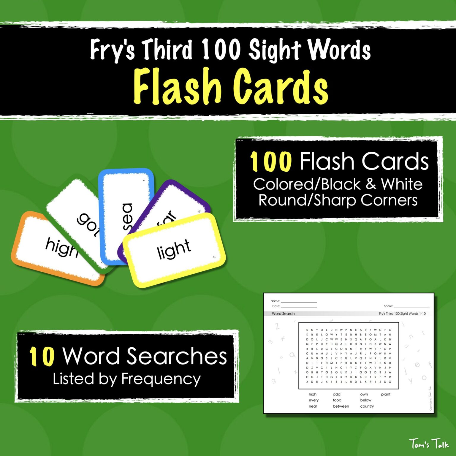 Fry's Third 100 Sight Words Fill-in-the-Blanks Worksheets + More ...