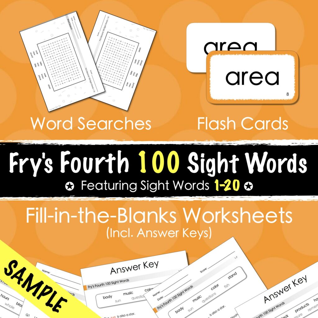 SAMPLE Fry's Fourth 100 Sight Words Fill-in-the-Blanks and More! | Made ...