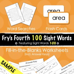 SAMPLE Fry's Fourth 100 Sight Words Fill-in-the-Blanks and More! | Made ...