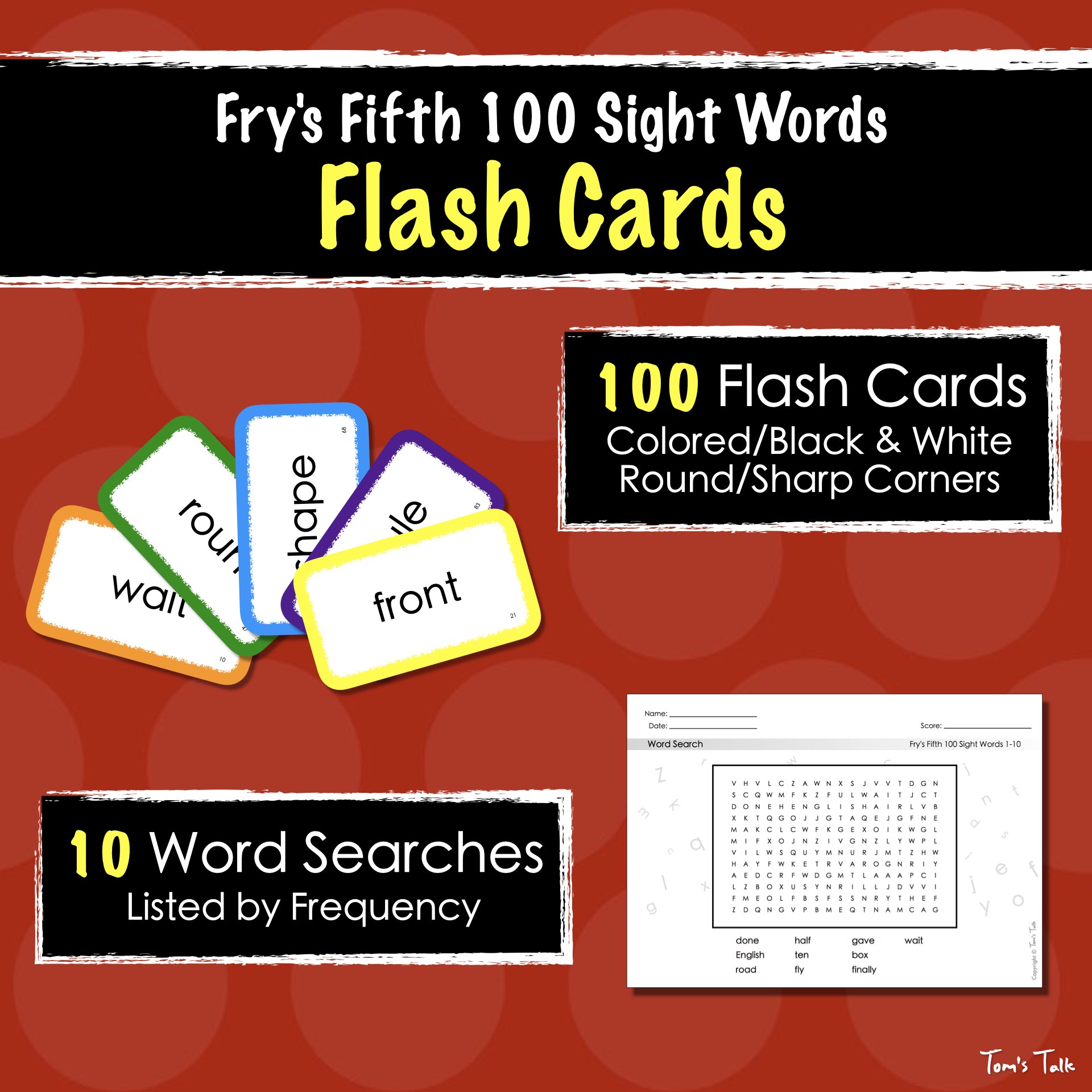 Fry's Fifth 100 Sight Words Fill-in-the-Blanks Worksheets + More ...