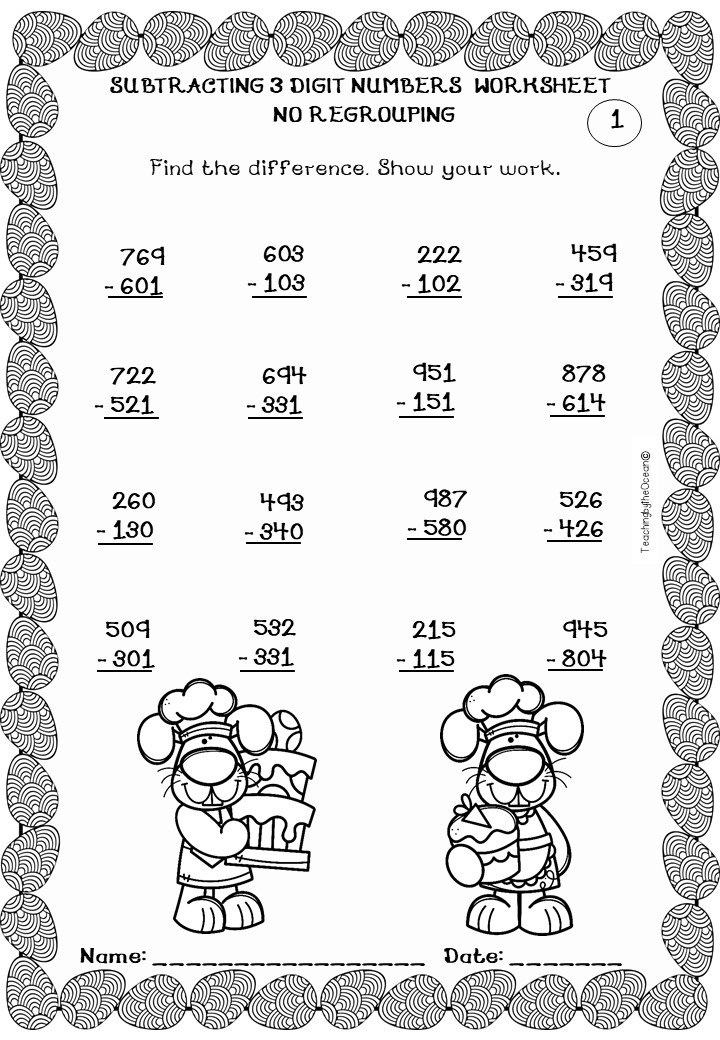 Subtracting 3 Digit Numbers Worksheets - Easter | Made By Teachers