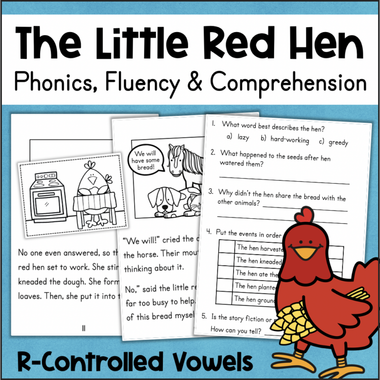 The Little Red Hen R-Controlled Vowels Decodable Reader & Worksheets - Made By Teachers