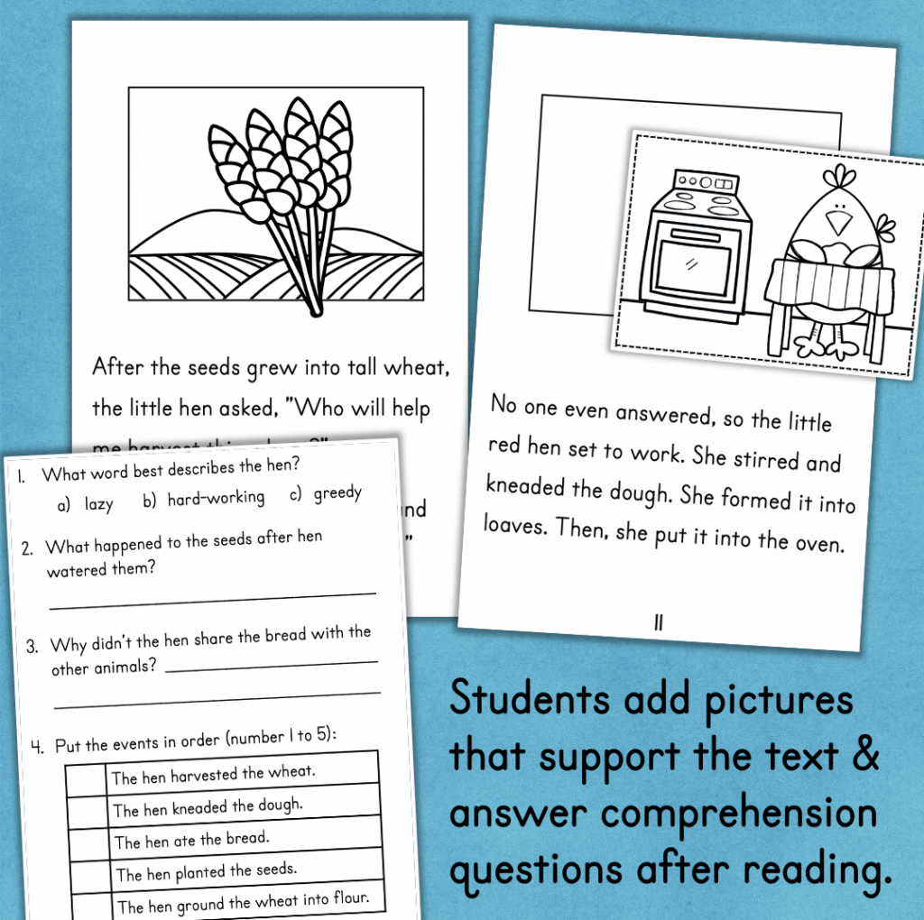 The Little Red Hen R-Controlled Vowels Decodable Reader & Worksheets ...