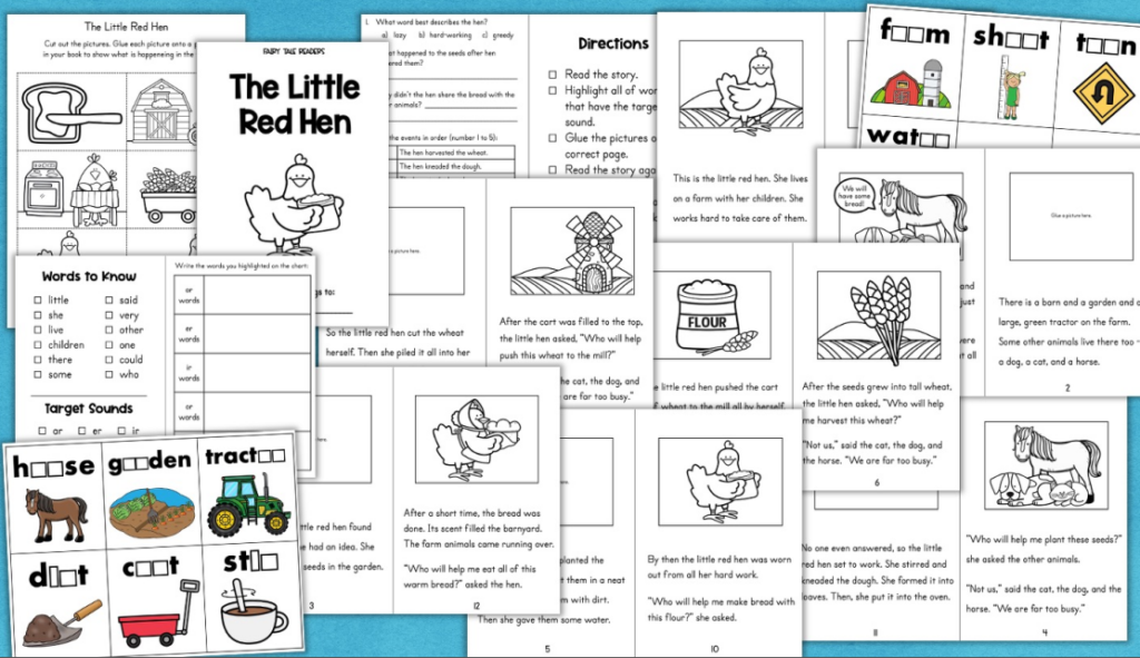 The Little Red Hen R-Controlled Vowels Decodable Reader & Worksheets ...