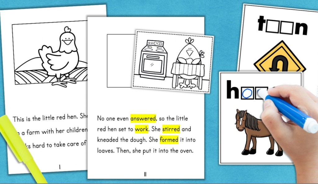 The Little Red Hen R-Controlled Vowels Decodable Reader & Worksheets ...