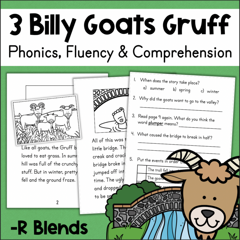 The 3 Billy Goats Gruff Consonant R Blends Decodable Reader ...