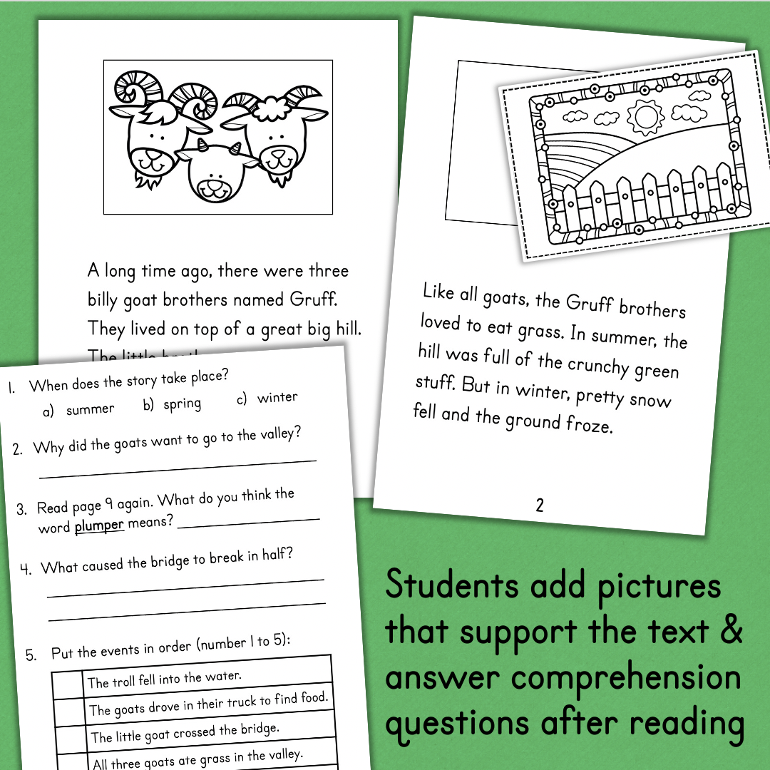 The 3 Billy Goats Gruff Consonant R Blends Decodable Reader ...