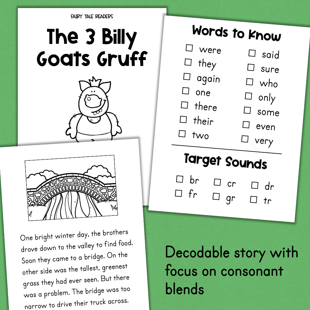 The 3 Billy Goats Gruff Consonant R Blends Decodable Reader ...