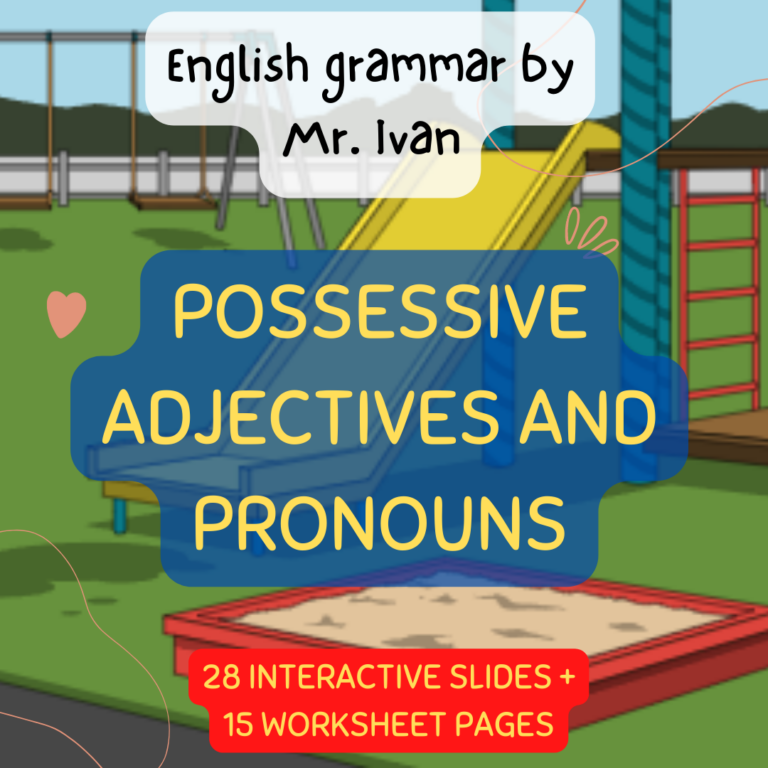 Possessive Adjectives and Pronouns for Power Point Slides and PDF ...