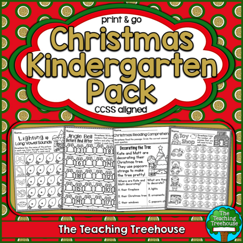 Christmas Kindergarten Pack, No Prep, CCSS Aligned | Made By Teachers