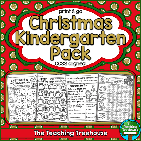 Christmas Kindergarten Pack, No Prep, CCSS Aligned | Made By Teachers