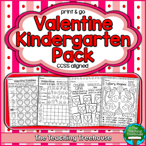 Valentine Kindergarten Pack, No Prep, CCSS Aligned | Made By Teachers