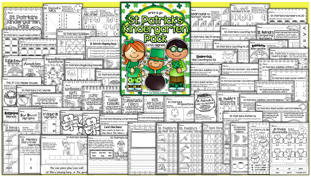 St. Patrick's Kindergarten Pack, No Prep, CCSS Aligned - Made By Teachers